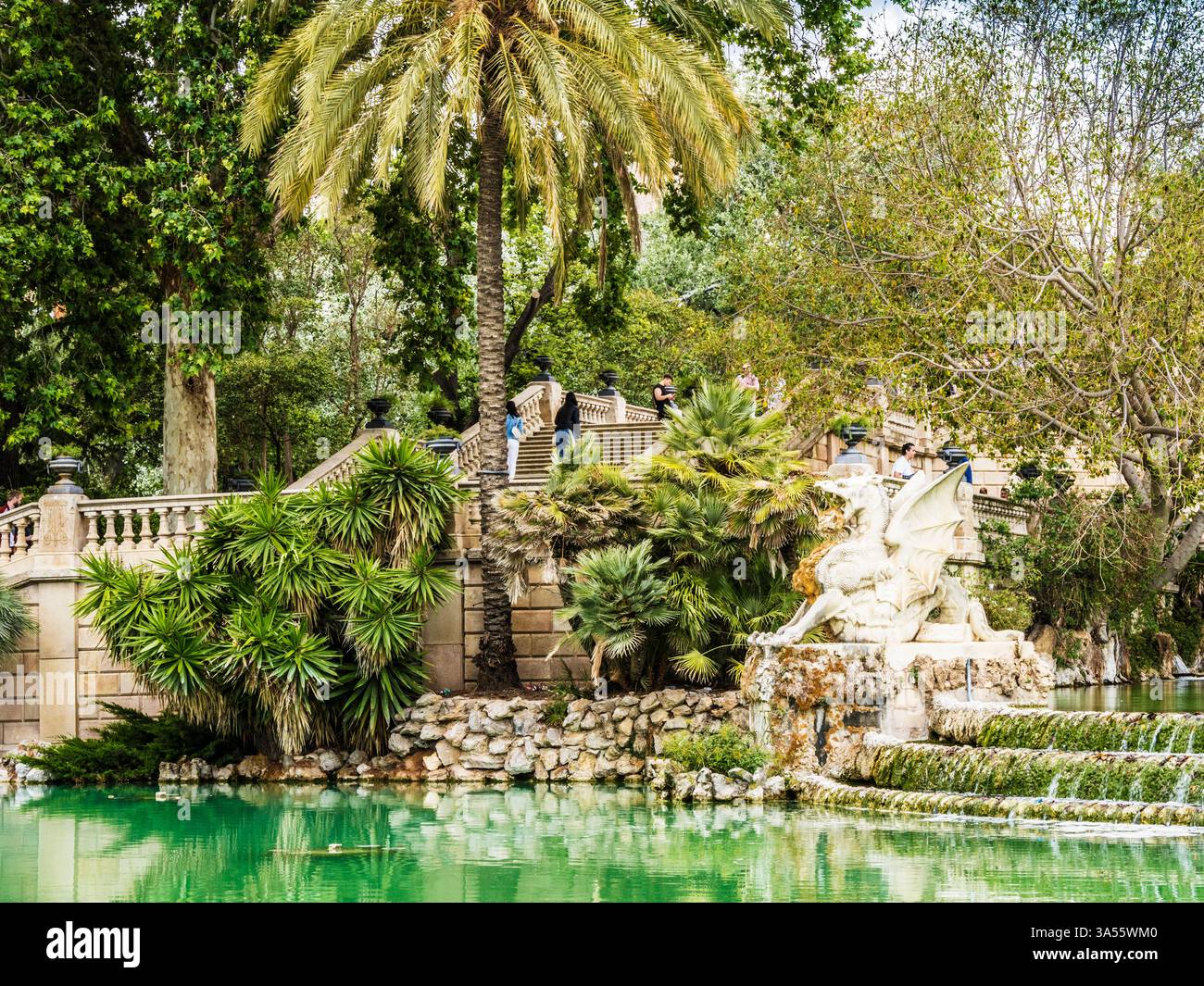 Part of the Cascada in Parc de la Ciutadella in Barcelona, Spain Stock ...