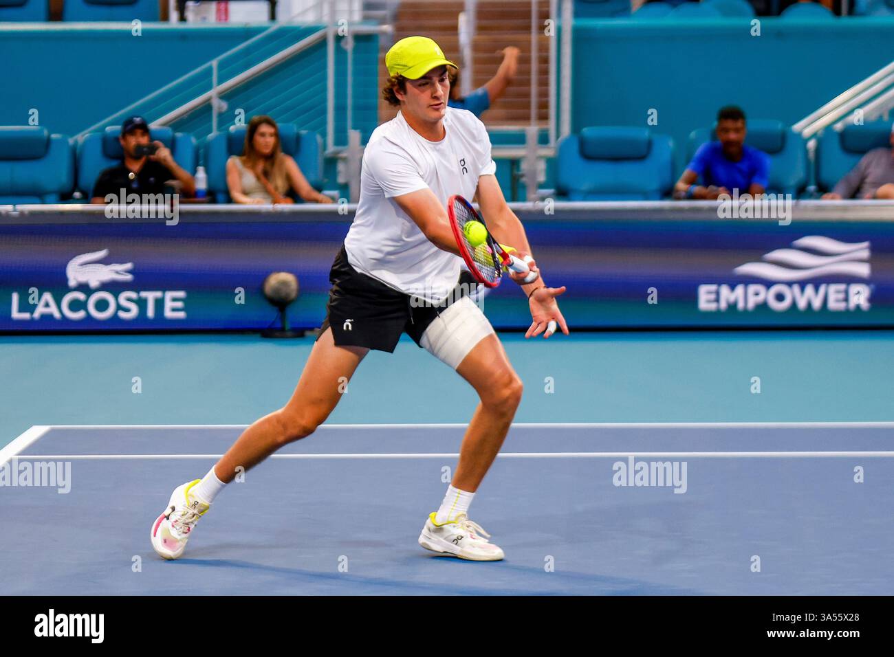 MIAMI GARDENS, FL - MARCH 20: Joao Fonseca (BRA) in action during a 1st Round match against ...