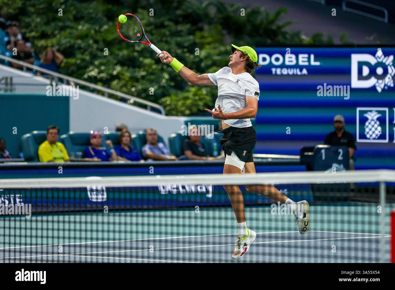 MIAMI GARDENS, FL - MARCH 20: Joao Fonseca (BRA) in action during a 1st Round match against ...