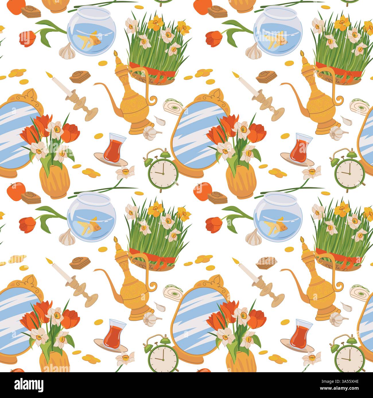 Seamless pattern for the spring equinox holiday Novruz in Azerbaijan ...
