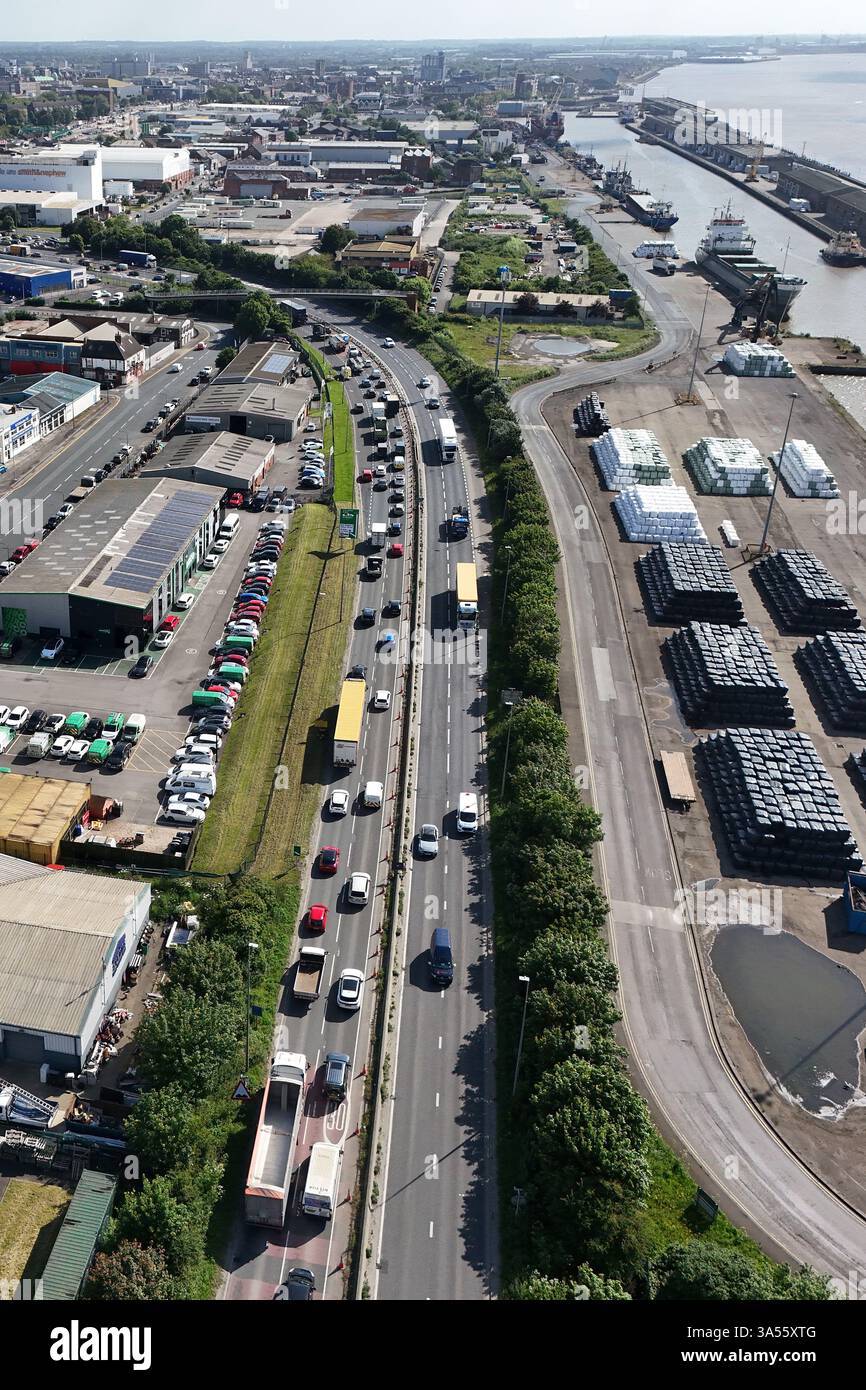 aerial view of A63 dual carriageway, Kingston upon Hull Stock Photo - Alamy