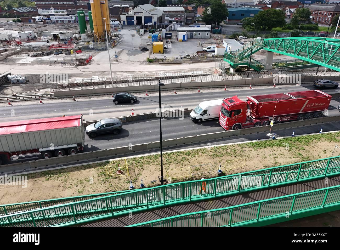 aerial view of A63 Castle Street dual carriageway road improvements ...