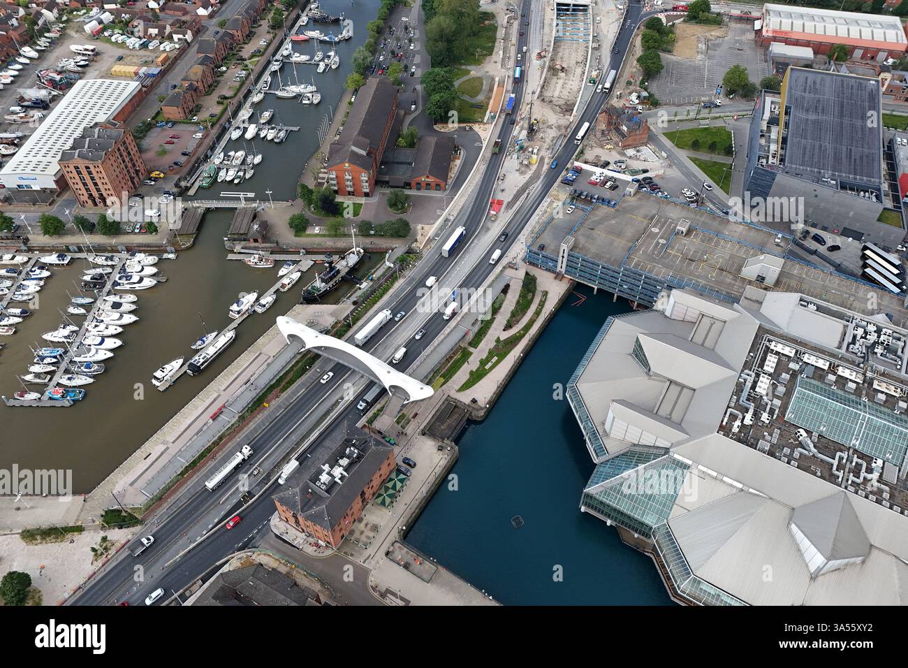 aerial view of A63 Castle Street dual carriageway road improvements ...