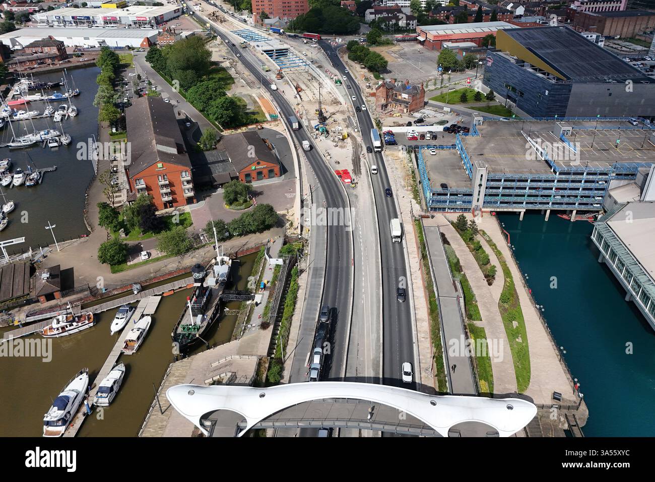 aerial view of A63 Castle Street dual carriageway road improvements ...