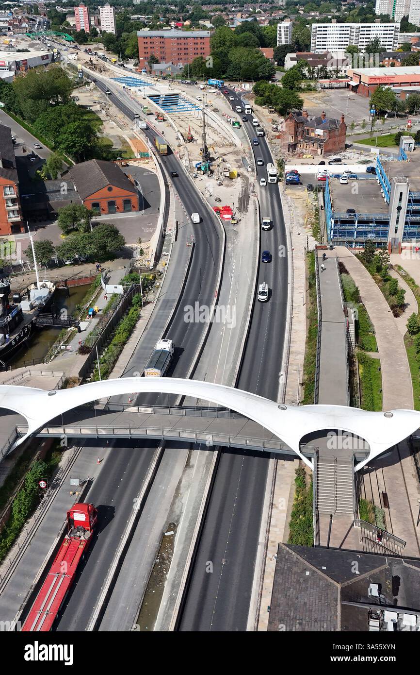aerial view of A63 Castle Street dual carriageway road improvements ...