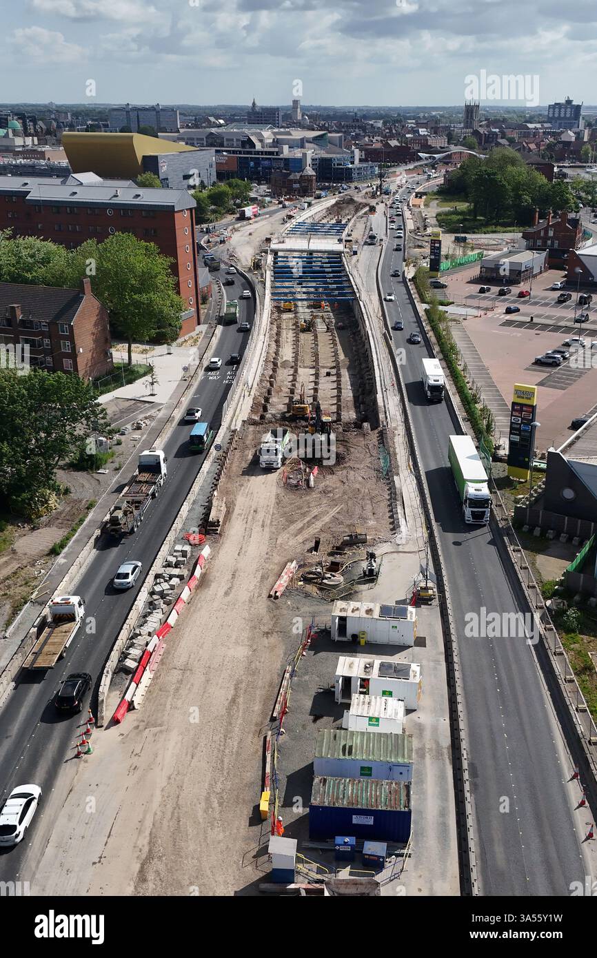 aerial view of A63 Castle Street dual carriageway road improvements ...