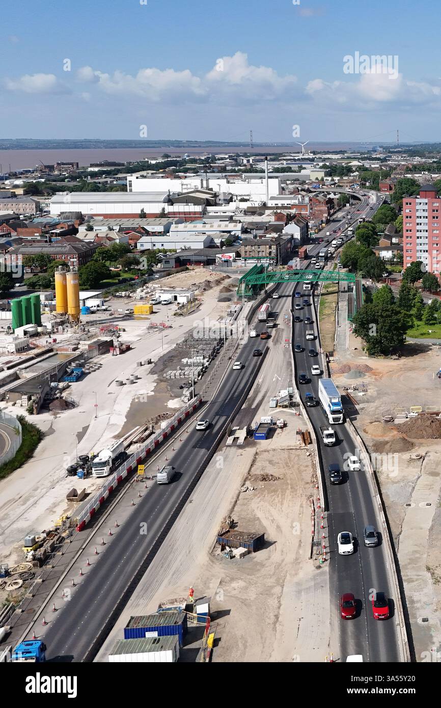aerial view of A63 Castle Street dual carriageway road improvements ...