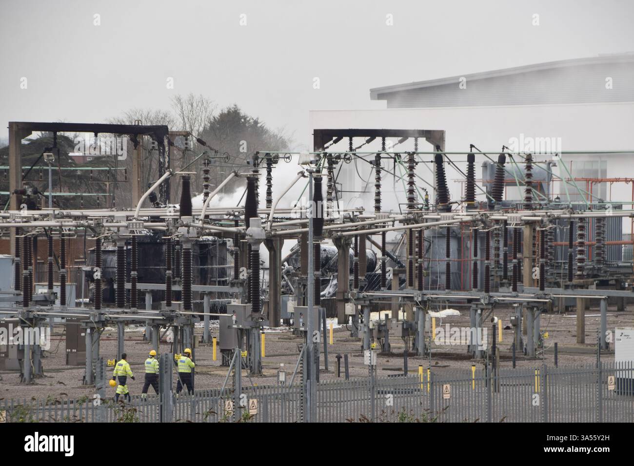 London, UK. 21st March 2025. Smoke billows after a fire broke out at ...
