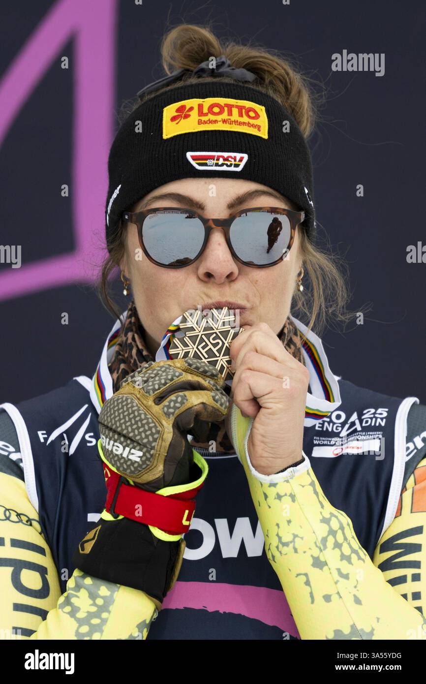 Bronze medalist Daniela Maier of Germany poses at the Skicross ...