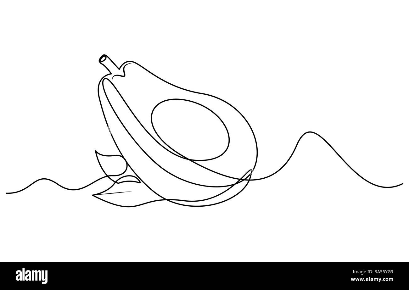 Avocado one line icon. One line drawing background. Continuous line ...