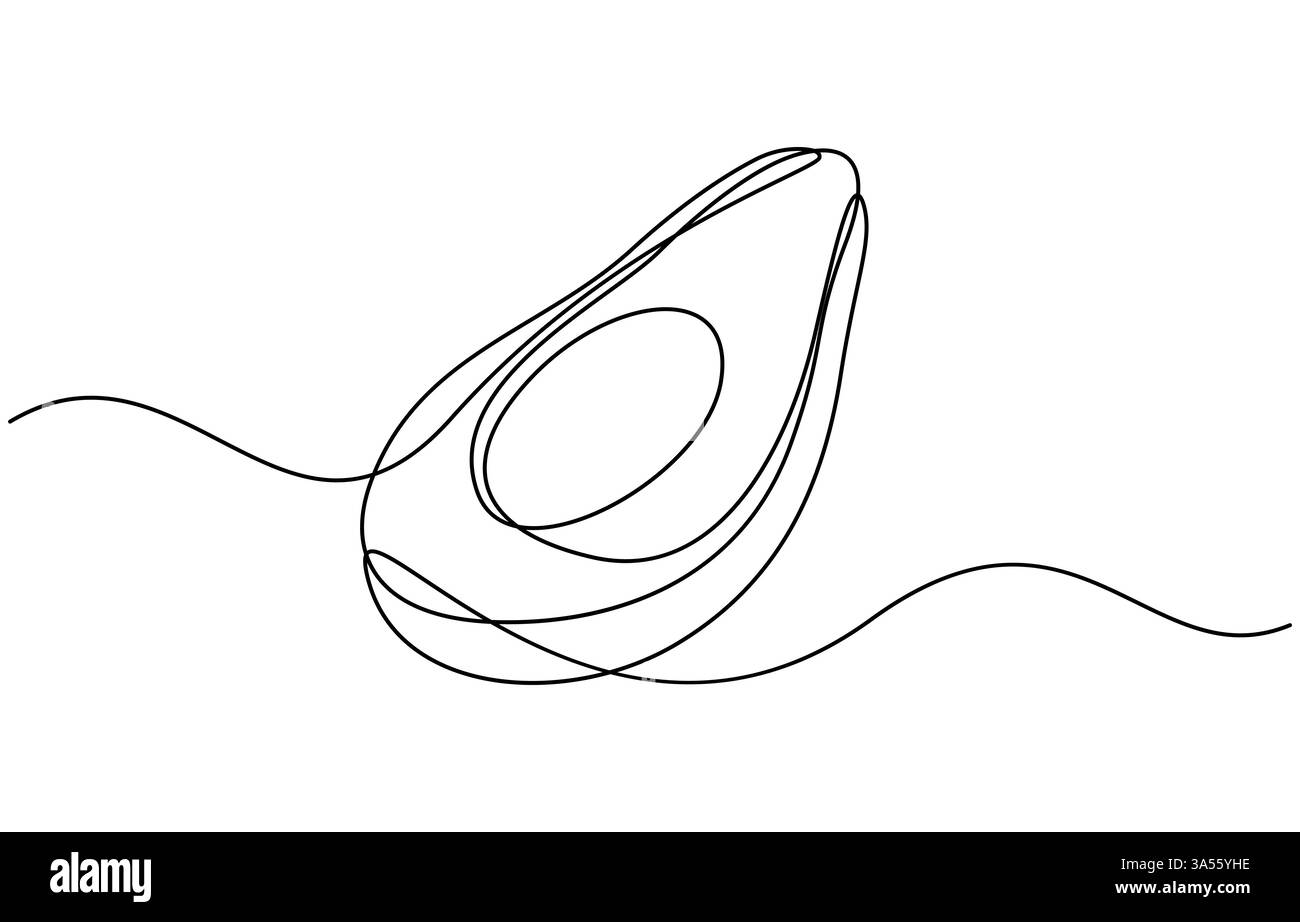 Avocado one line icon. One line drawing background. Continuous line ...