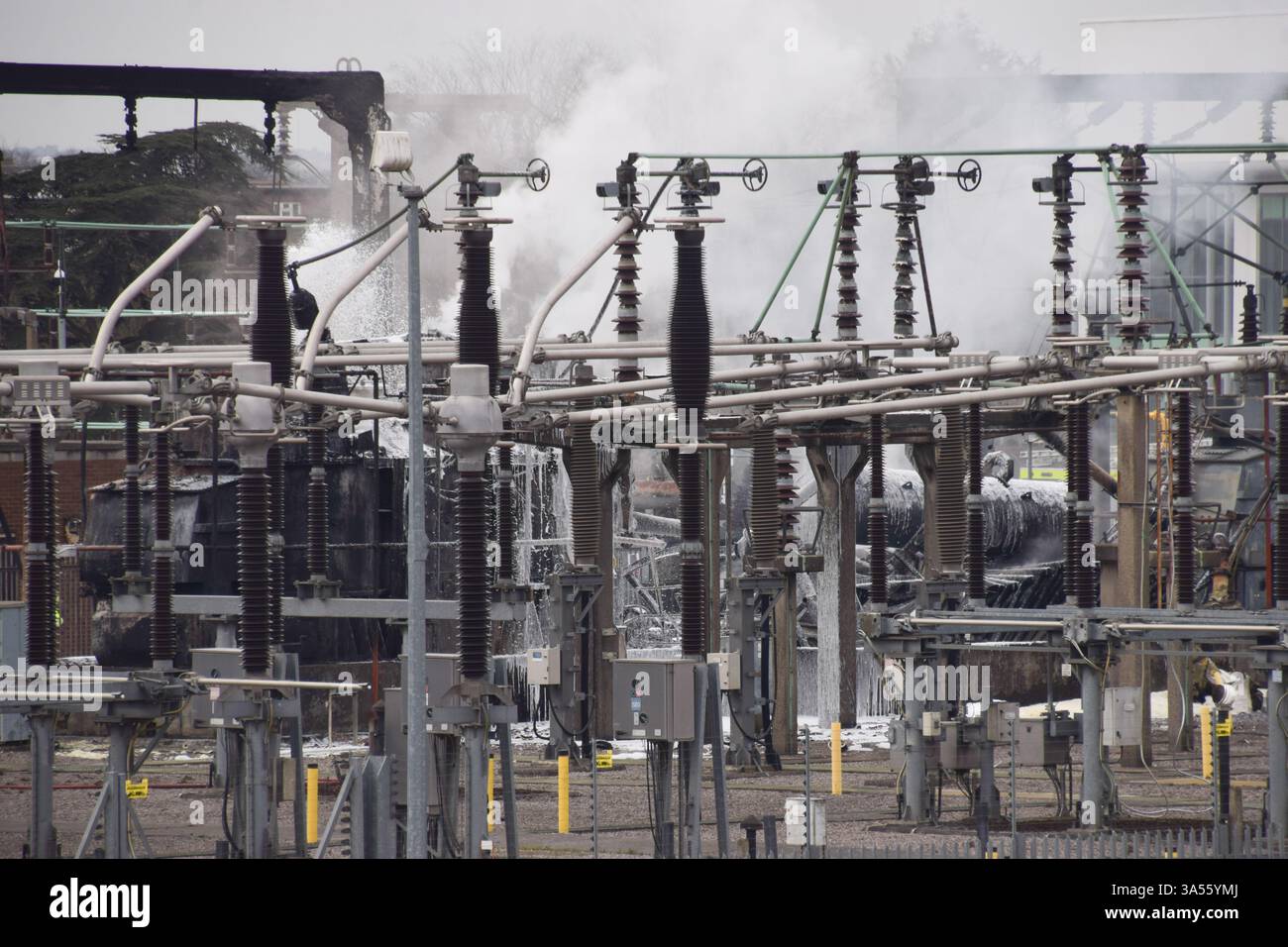 London, UK. 21st March 2025. Smoke billows after a fire broke out at ...