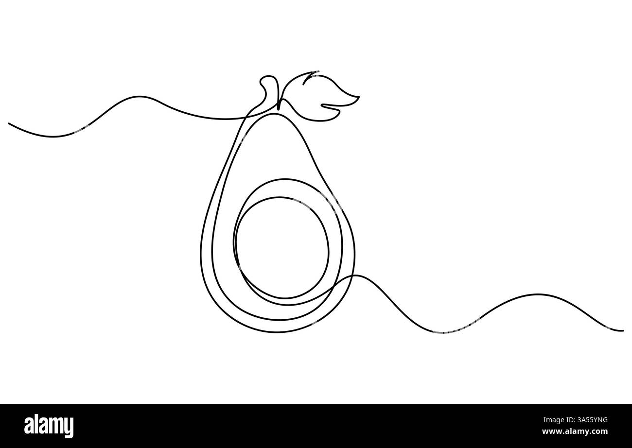 Avocado one line icon. One line drawing background. Continuous line ...