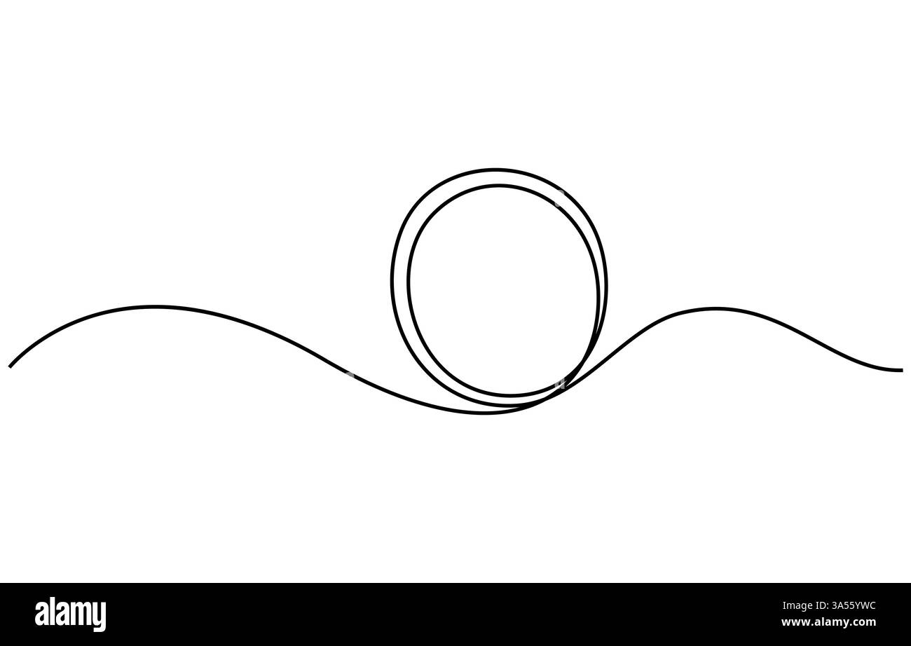 Continuous single line drawing of round frame. One line icon of frame ...