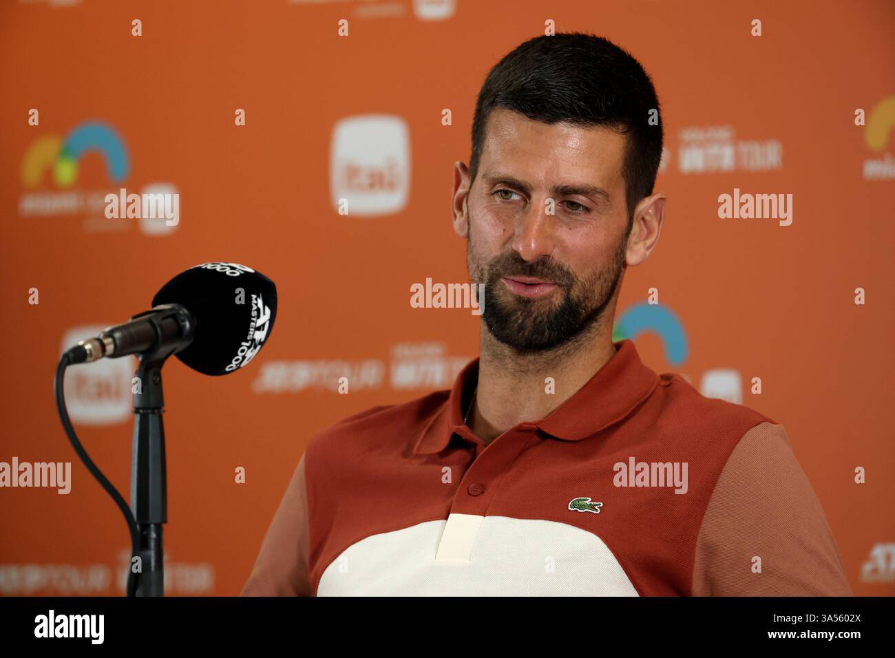 Miami Gardens, Florida, USA. 20th Mar, 2025. Novak Djokovic (SRB) talks ...