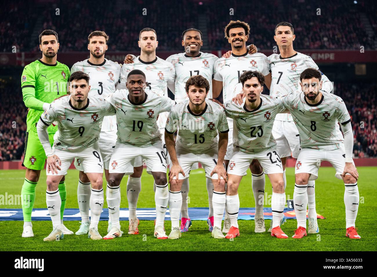 Copenhagen, Denmark. 20th, March 2025. The starting-11 of Portugal for ...
