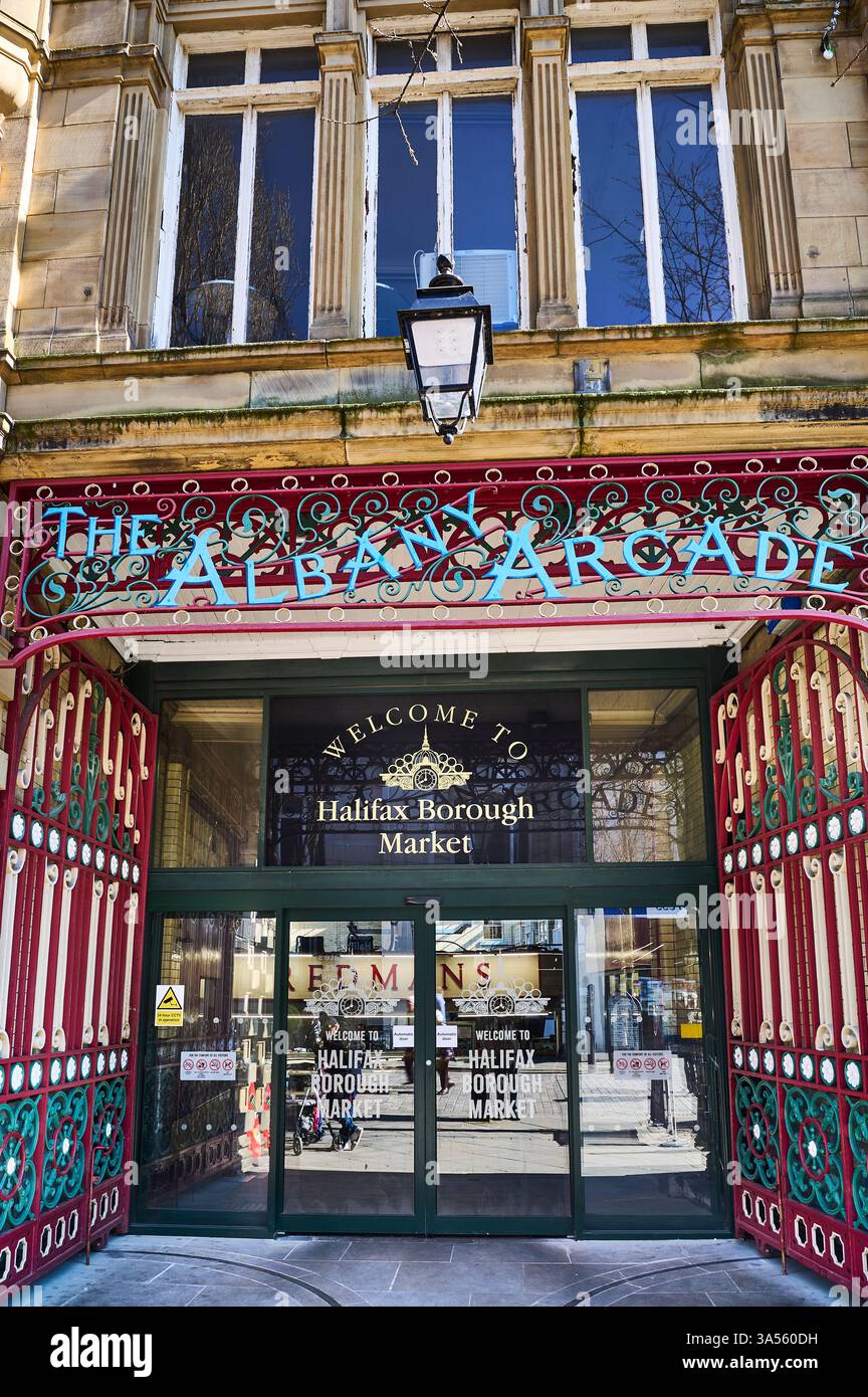 The Albany Arcade in the Halifax Borough indoor market Stock Photo - Alamy