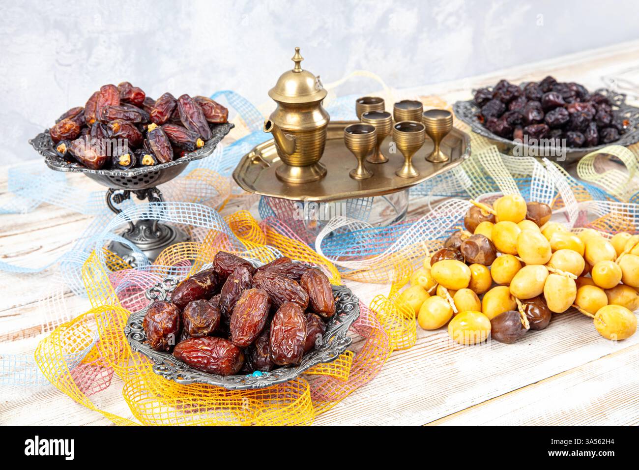 Various types of dried dates for sale in the shop in Turkey. Different ...