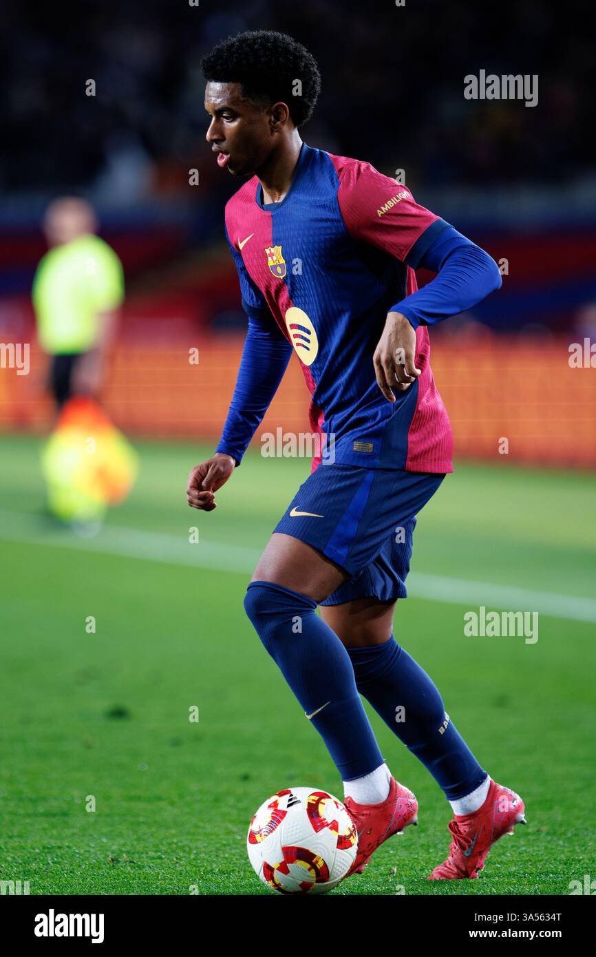 Barcelona, Spain. 25th February, 2025. Alejandro Balde in action during ...