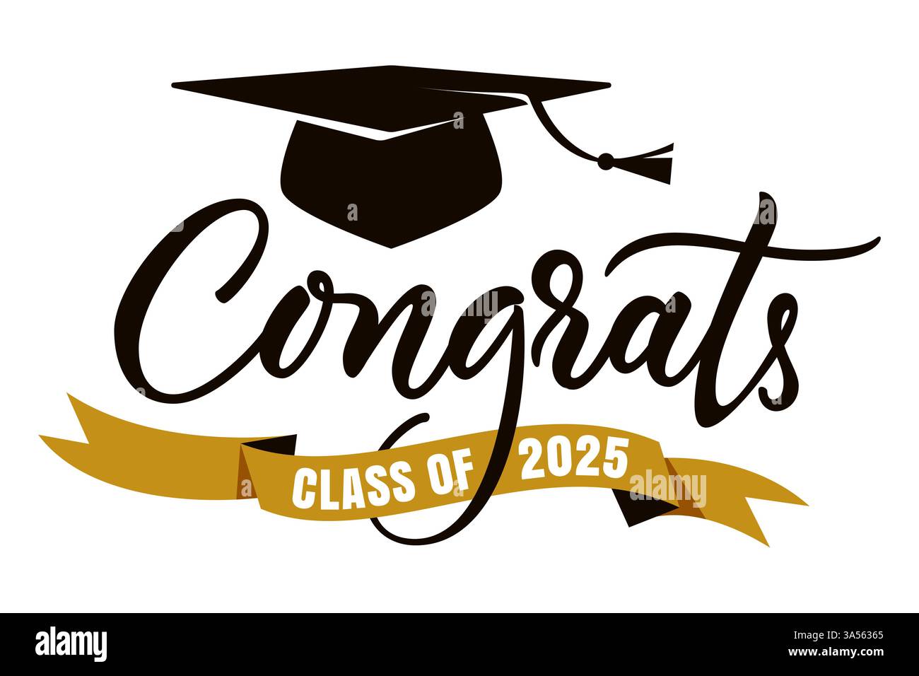 Congrats grad 2025 typography banner, poster, print. Hand drawn vector ...