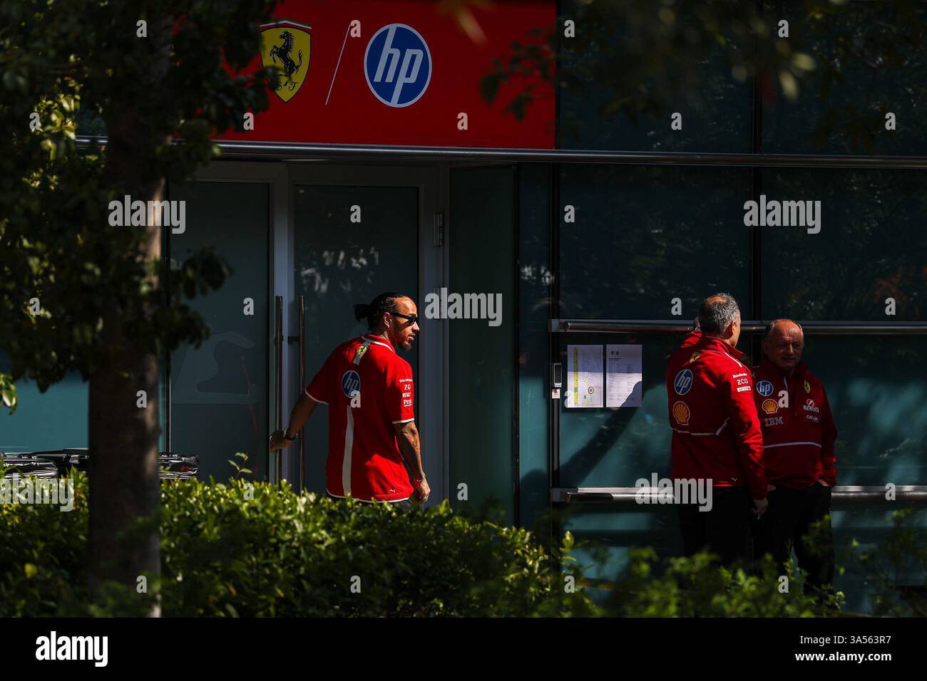 LEWIS HAMILTON (GBR) of Scuderia Ferrari #44 in front of the Ferrari ...