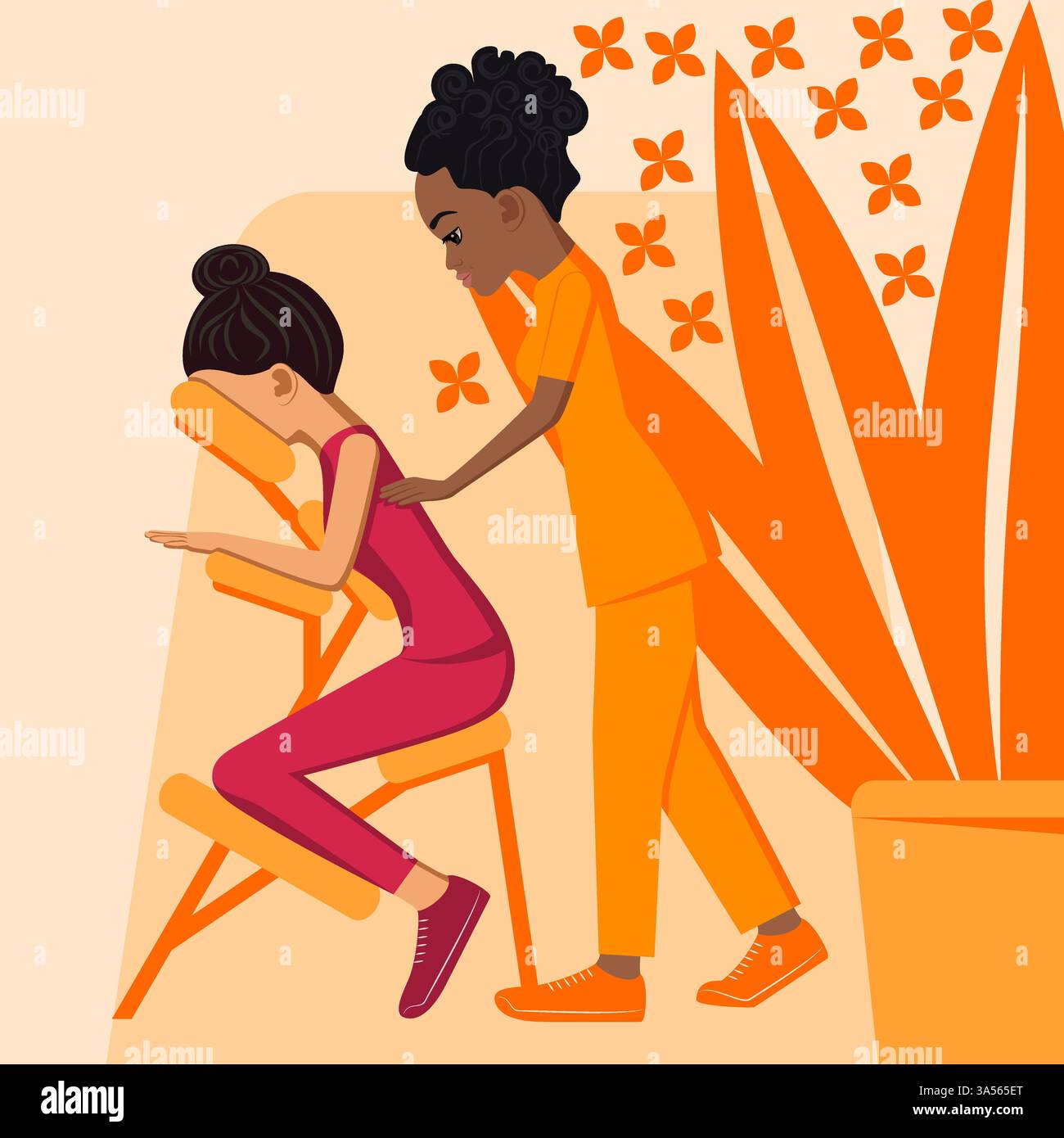 Manual massage. treatment by professional therapist in SPA. Chair Massage Therapy. Isolated flat ...