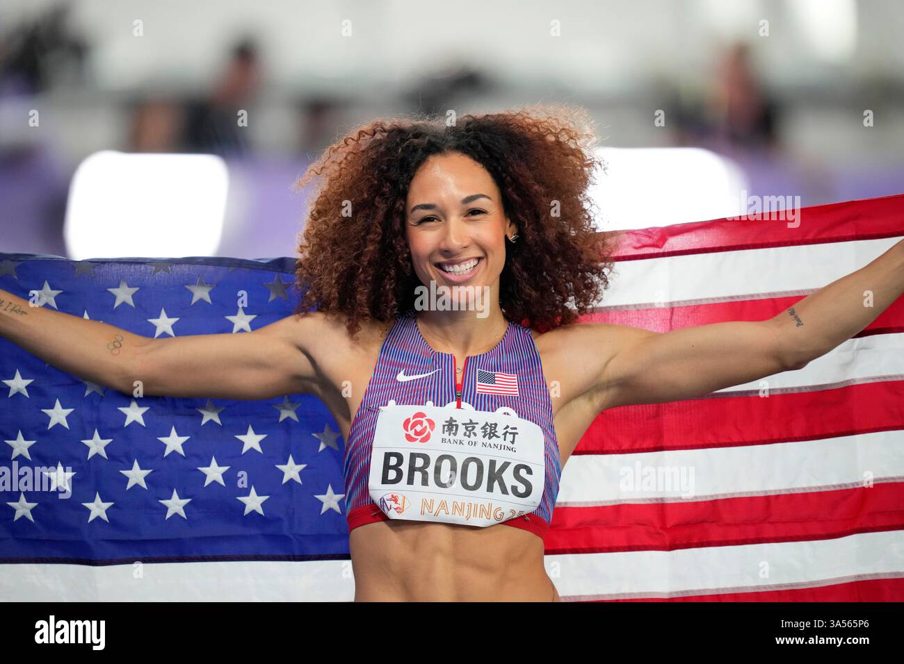 Taliyah Brooks, of the United States, poses after winning the bronze ...