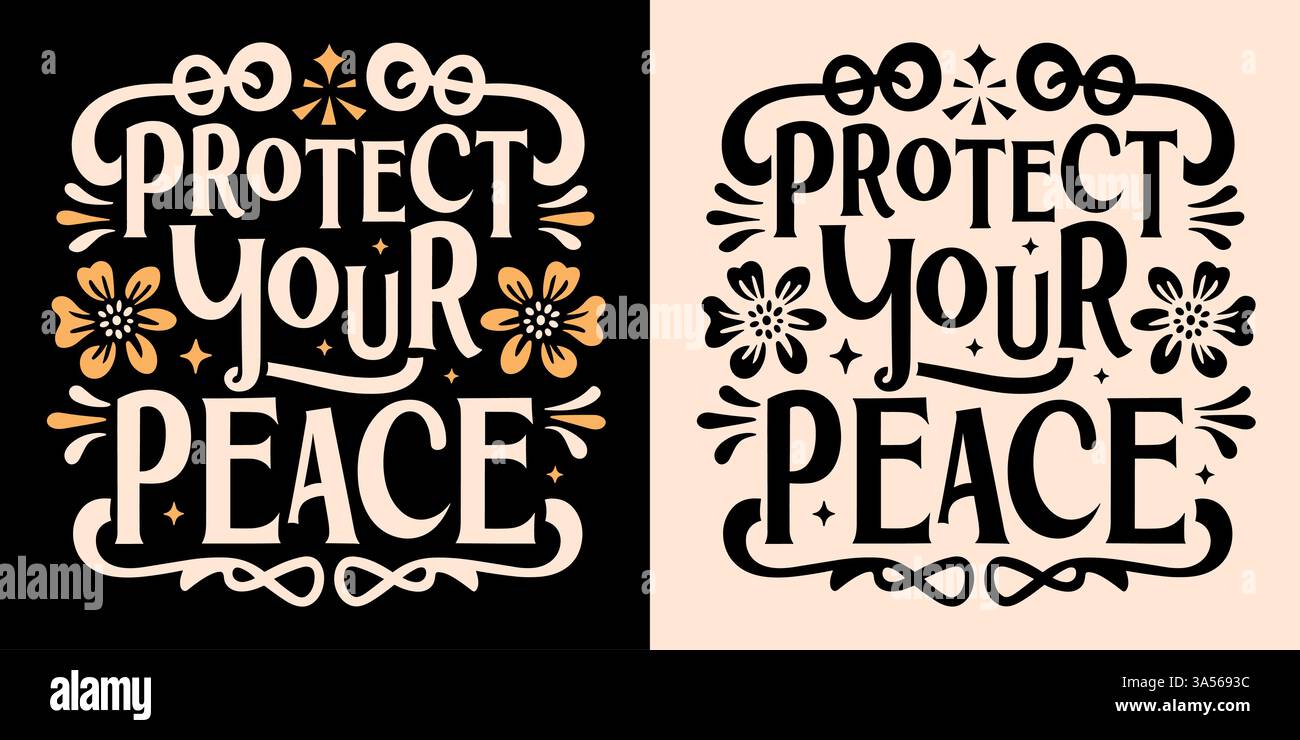 Protect your peace lettering self care inner peace quotes floral divine ...