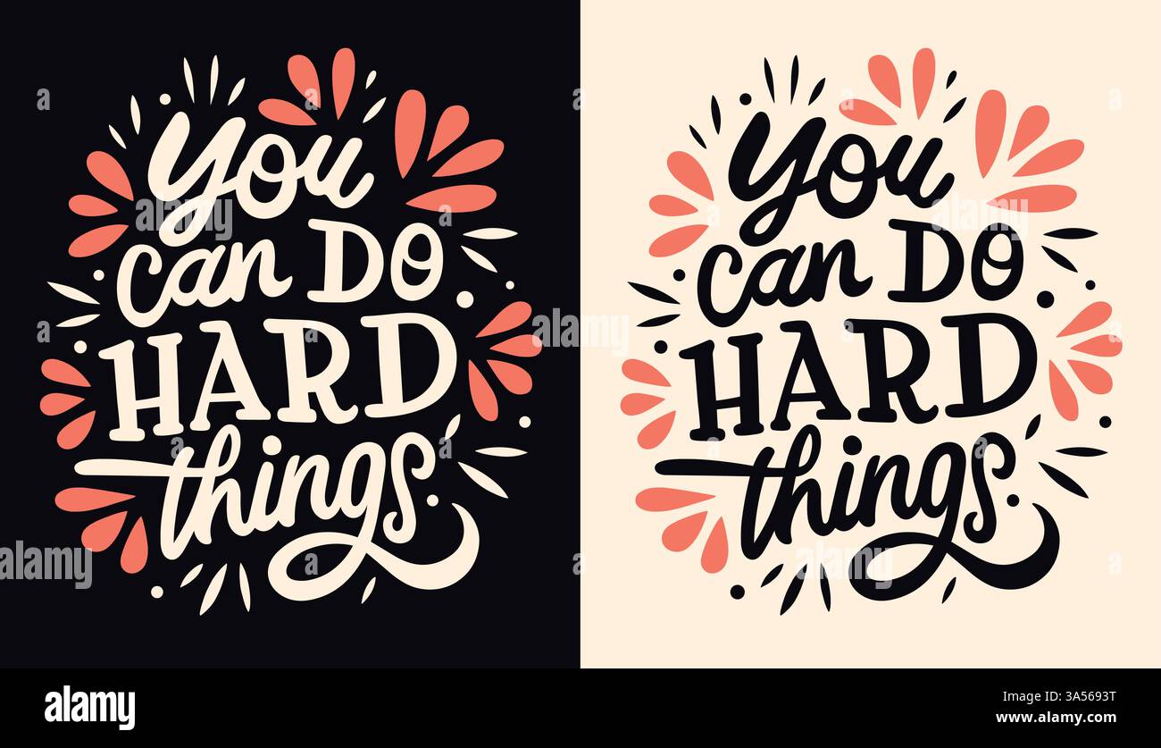 You can do hard things lettering poster motivational empowering girl ...