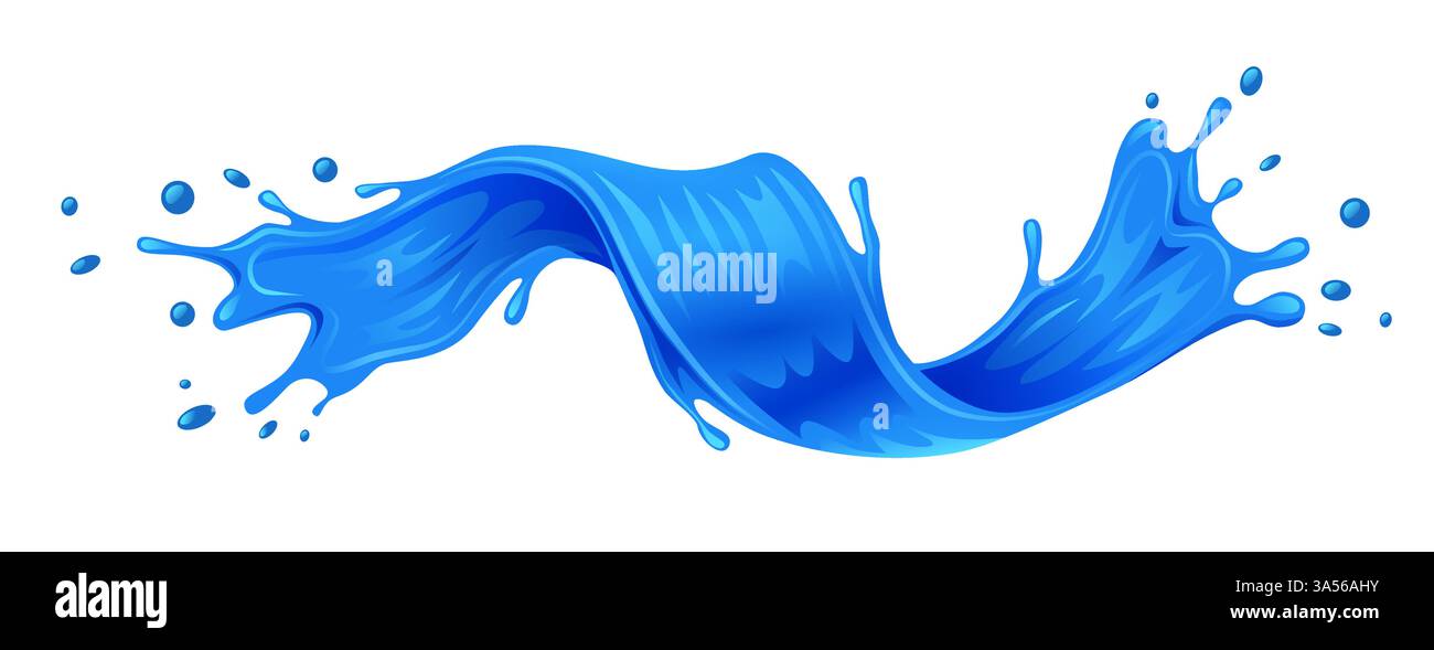 Realistic liquid blue water wave splash isolated on white background ...
