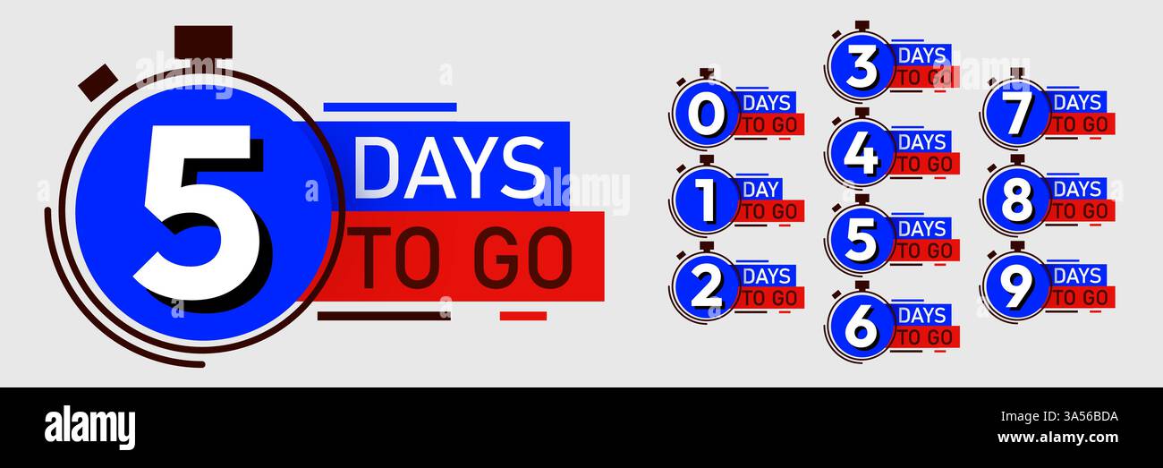 Countdown left days banner. Discounts and sale time. Nine, eight, seven ...