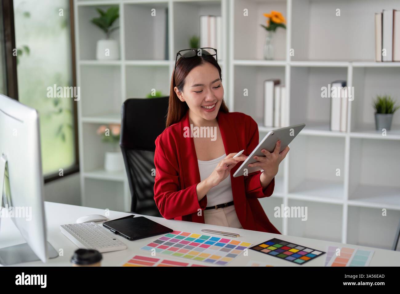 Creative Process and Digital Art. A graphic designer utilizing her ...