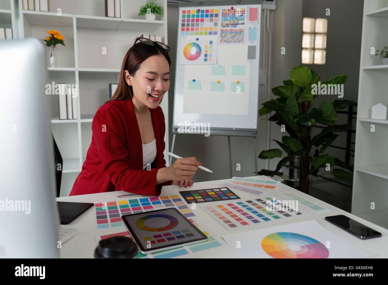 Design Planning and Collaboration. A creative professional analyzing ...