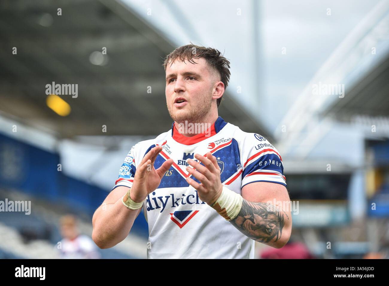 Huddersfield, England - 16th March 2025 - Wakefield Trinity's Jack Croft. Rugby League Betfred ...