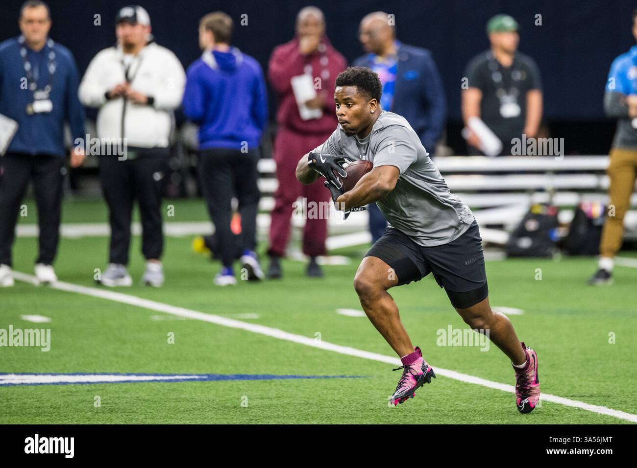 Iowa State's Jaylon Jackson runs a drill during the Big 12 Conference's NFL football pro day ...