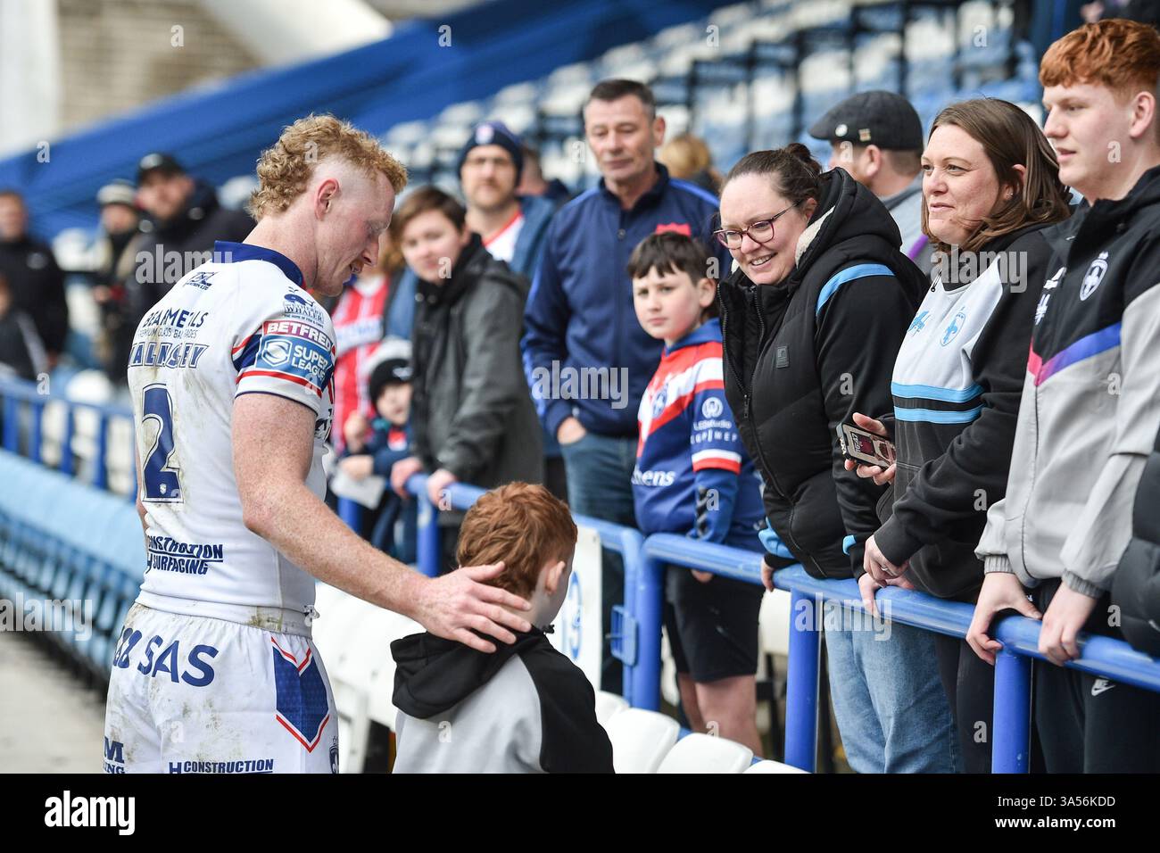 Huddersfield, England - 16th March 2025 - Wakefield Trinity's Lachlan Walmsley and fans. Rugby ...
