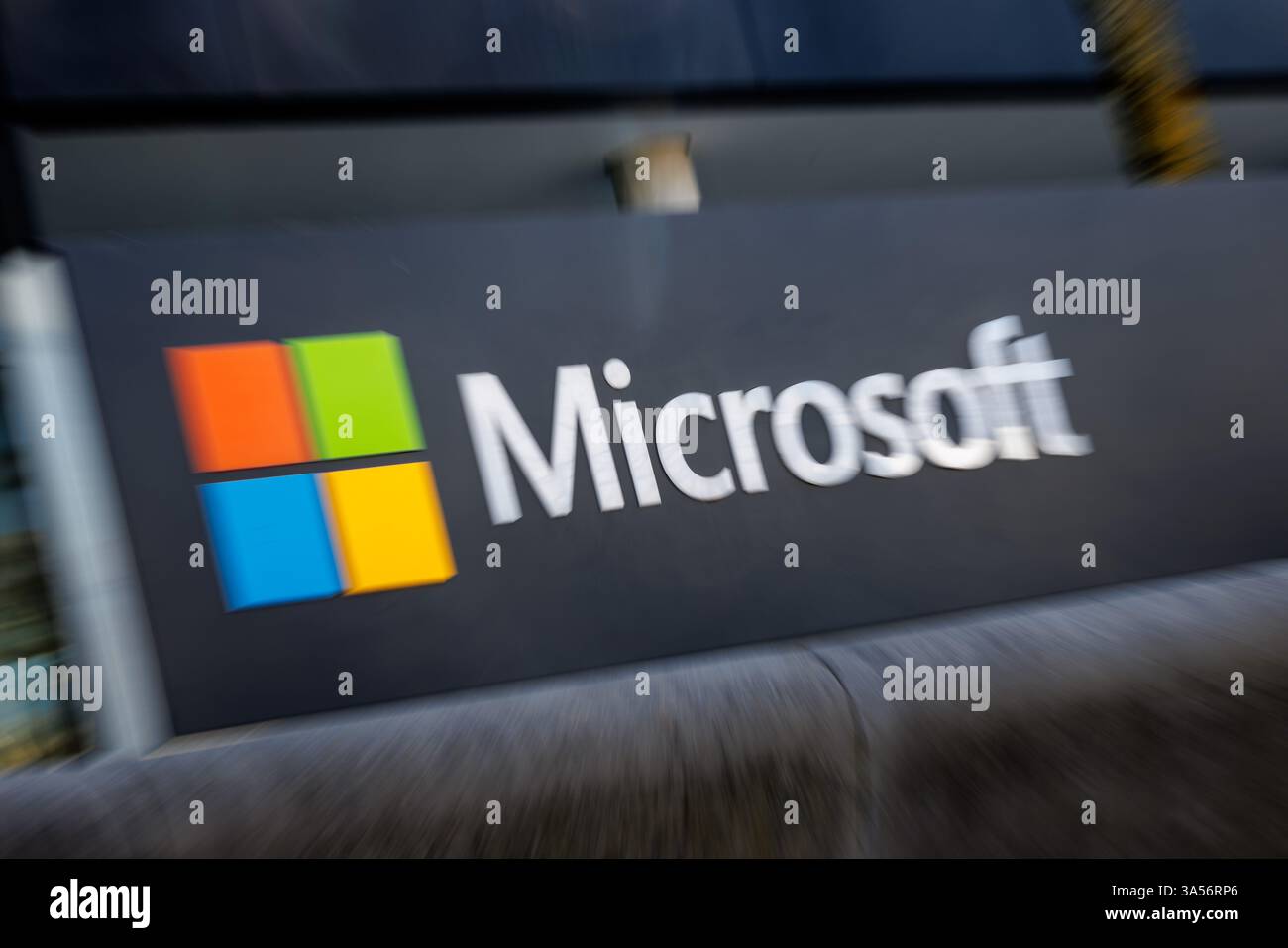 Munich, Germany. 20th Mar, 2025. The Microsoft logo and lettering can ...