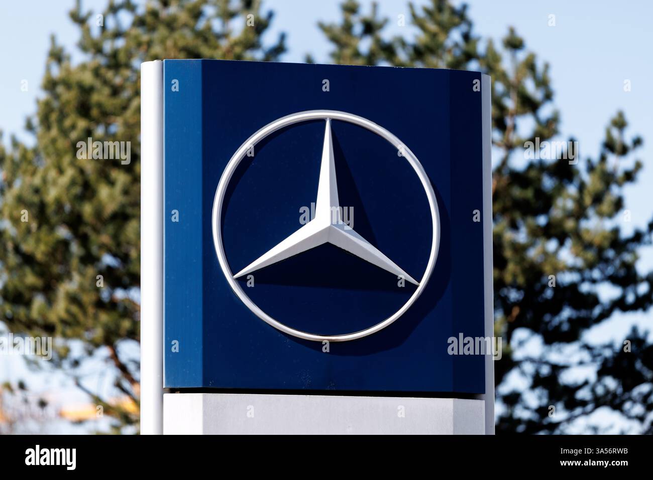 Munich, Germany. 20th Mar, 2025. The Mercedes star, the Mercedes-Benz ...