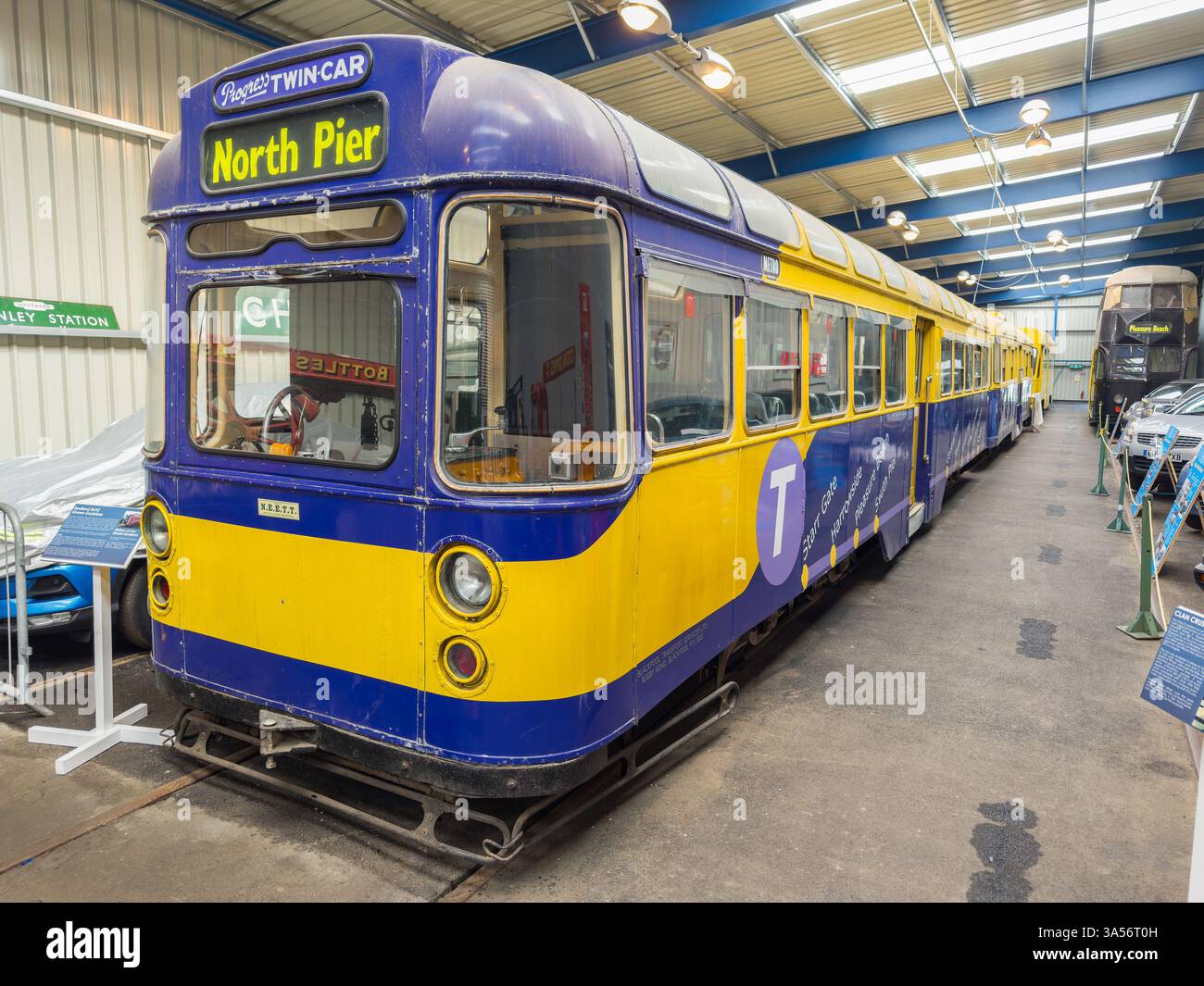 Vintage blackpool tram Twin set 674+684 with yellow and purple metro ...
