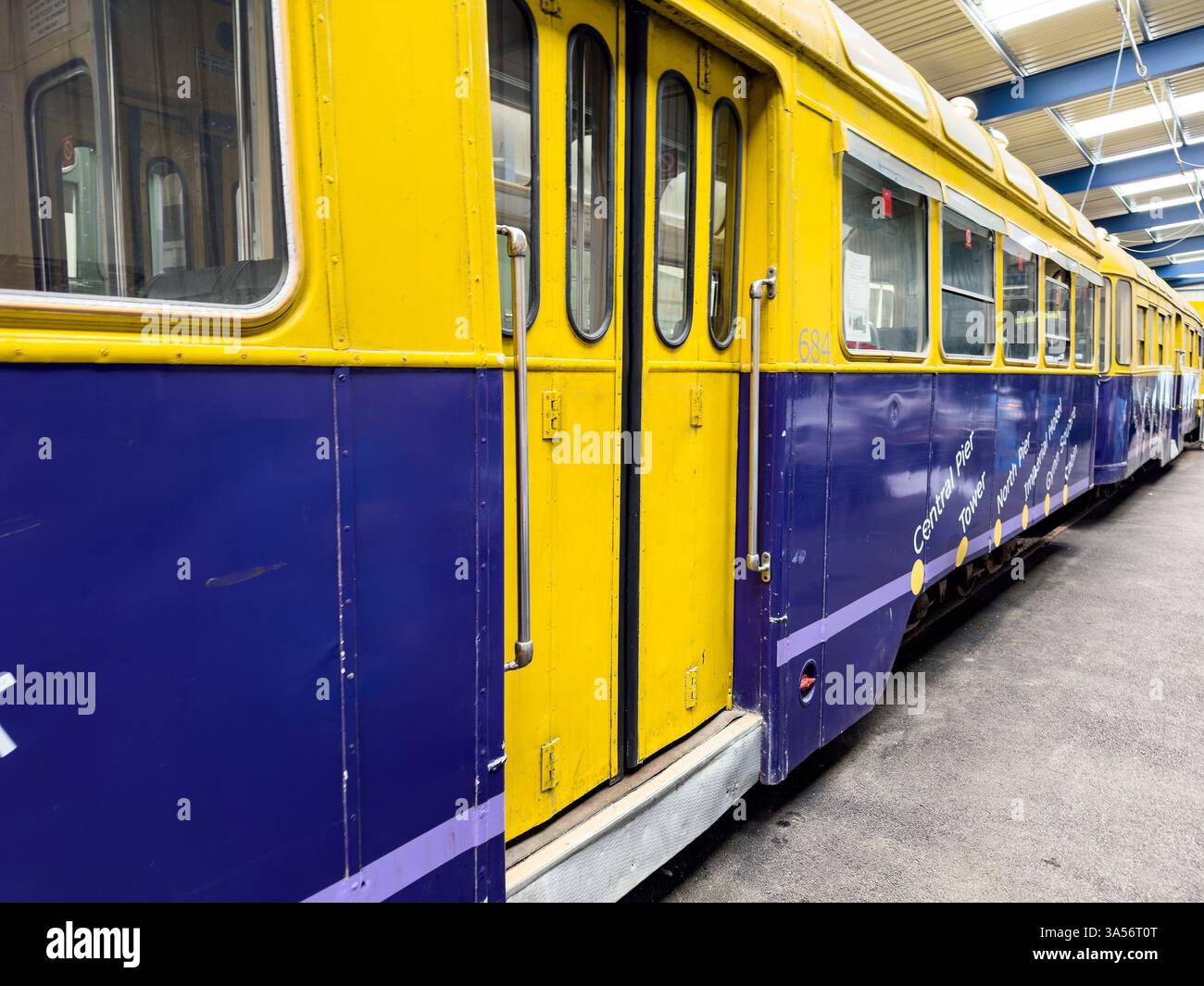 Vintage blackpool tram Twin set 674+684 with yellow and purple metro ...
