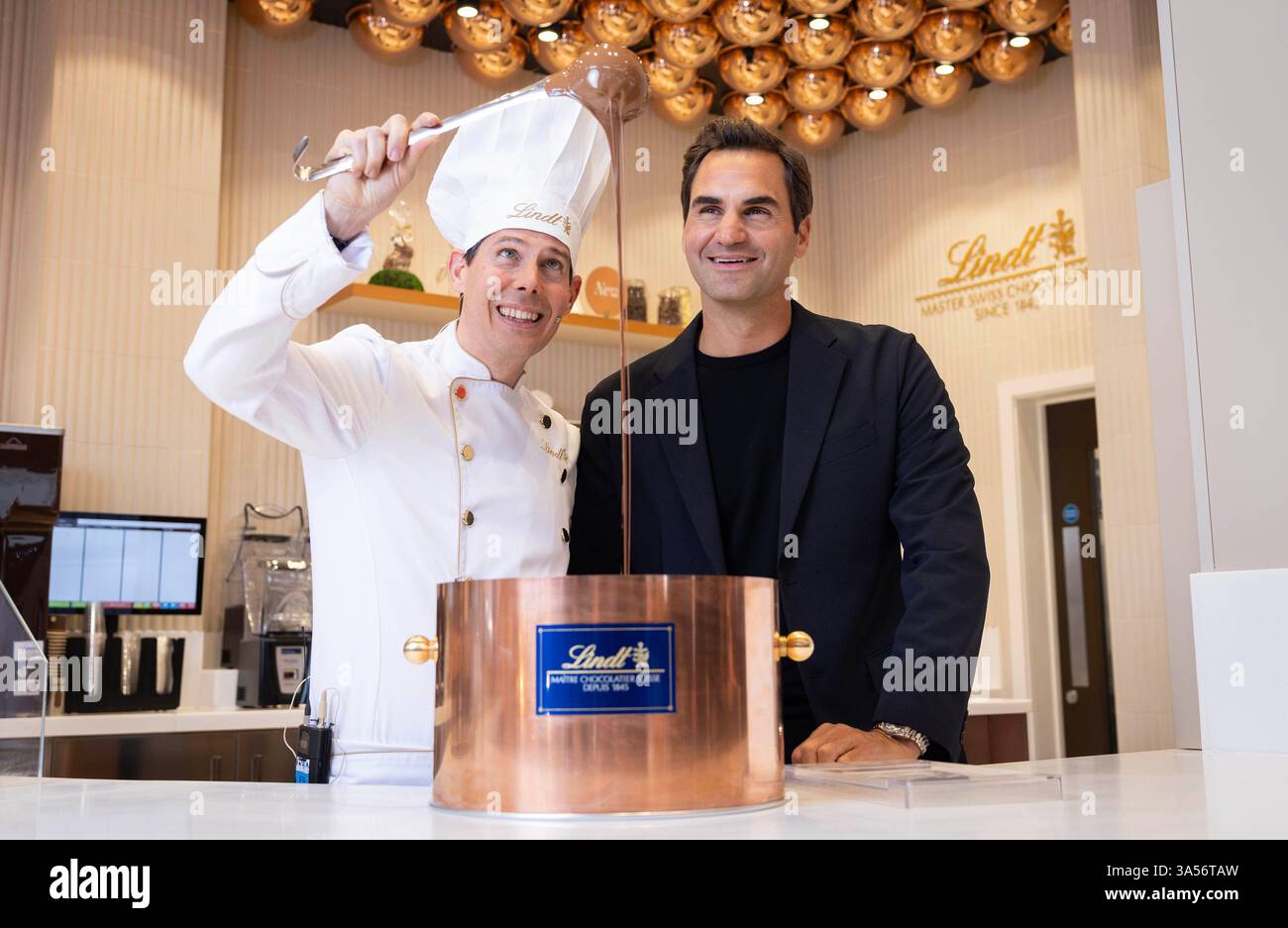 EDITORIAL USE ONLY (Left to right) Master chocolatier, Stefan Bruderer ...