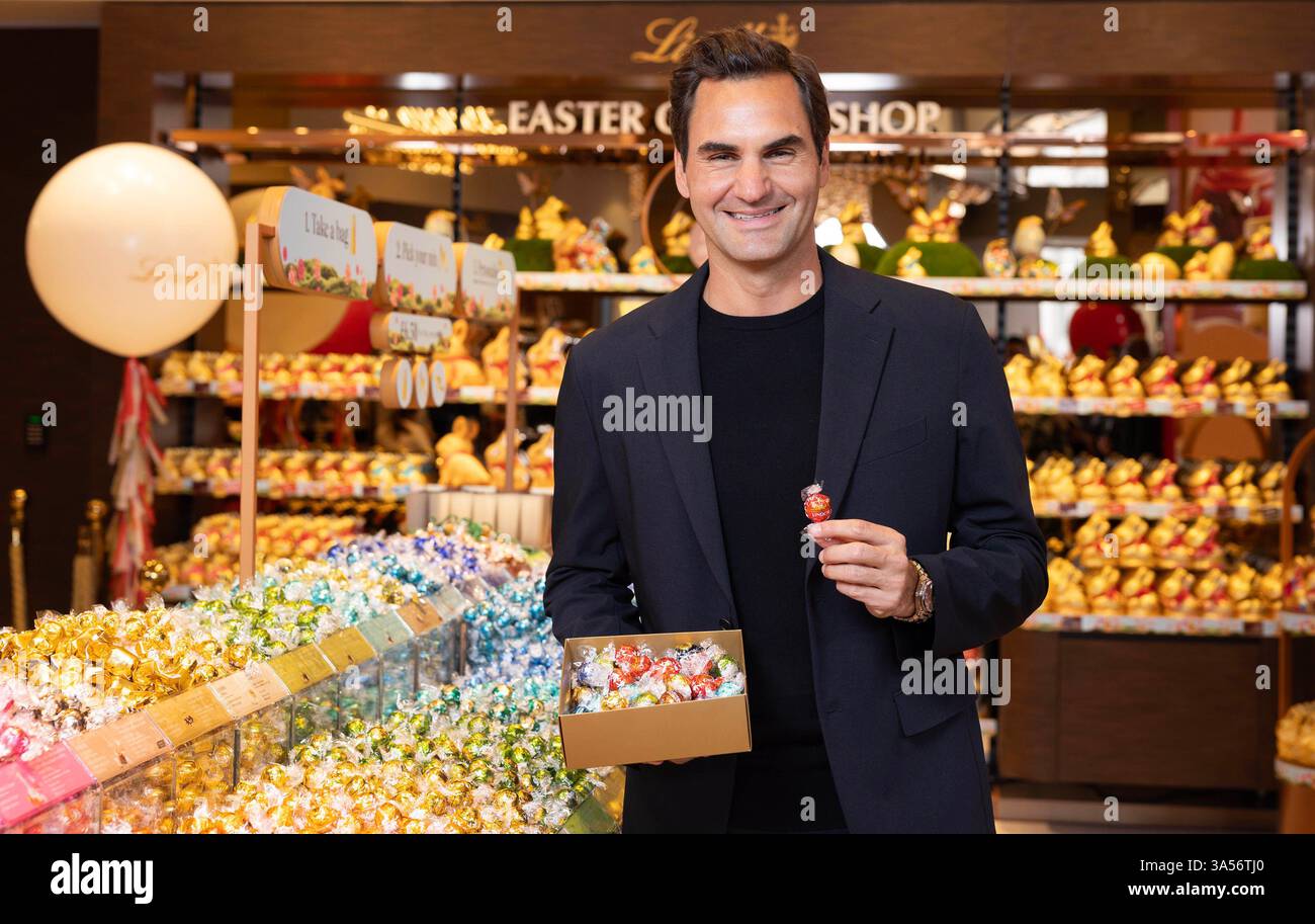 EDITORIAL USE ONLY Roger Federer, Lindt's global ambassador, at the ...