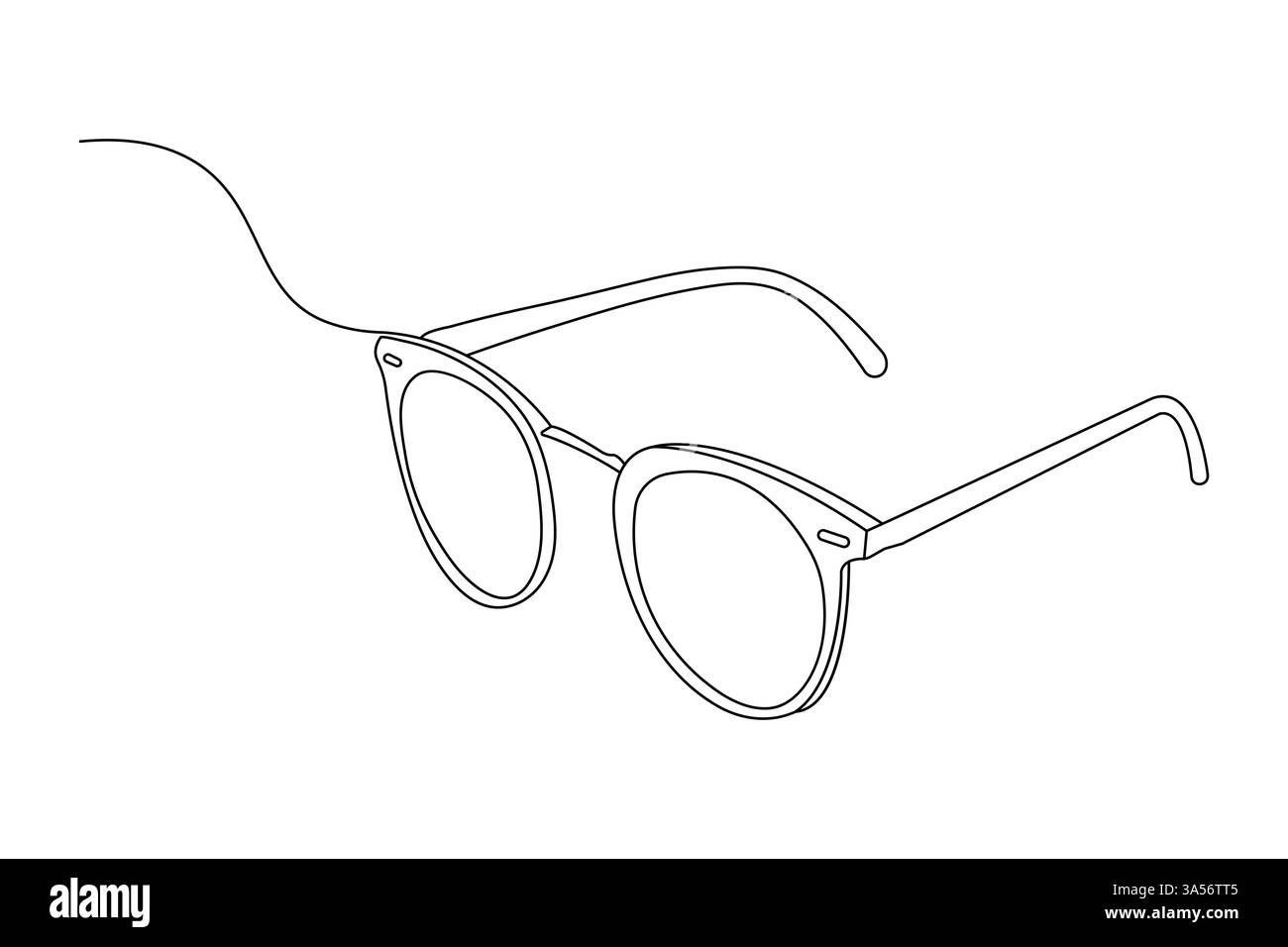 Sunglasses one line drawing of minimalist vector icon with black and ...