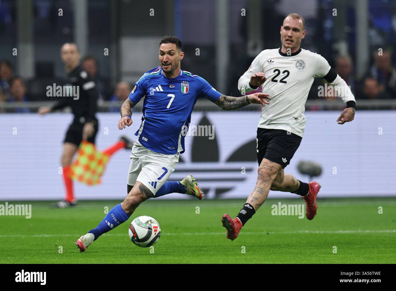 Matteo Politano (Italy)David Raum (Germany) ; during the Uefa Nations ...