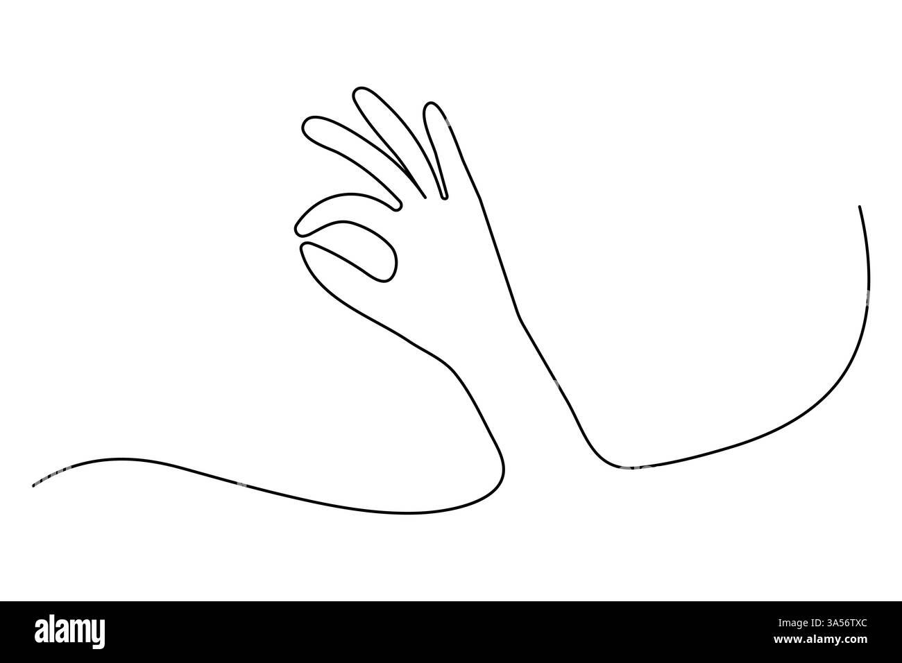 Continuous one line human hand gestures drawing with black and white ...