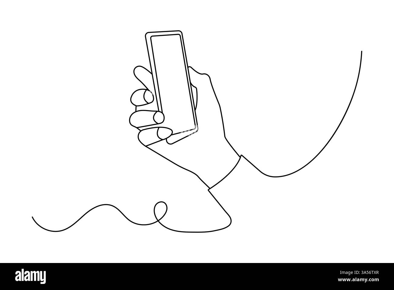 Continuous one line human hand gestures drawing with black and white ...