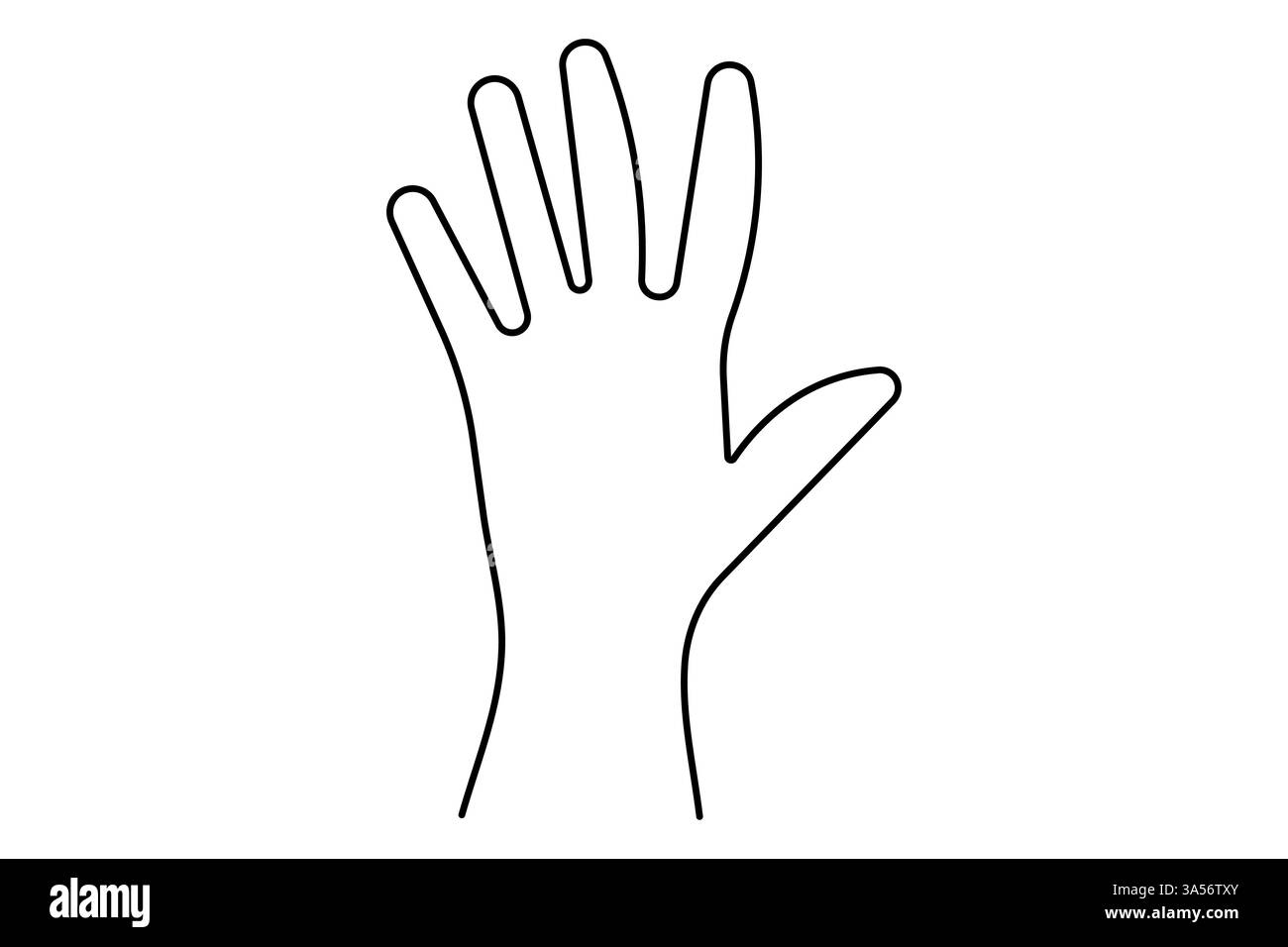 Continuous one line human hand gestures drawing with black and white ...