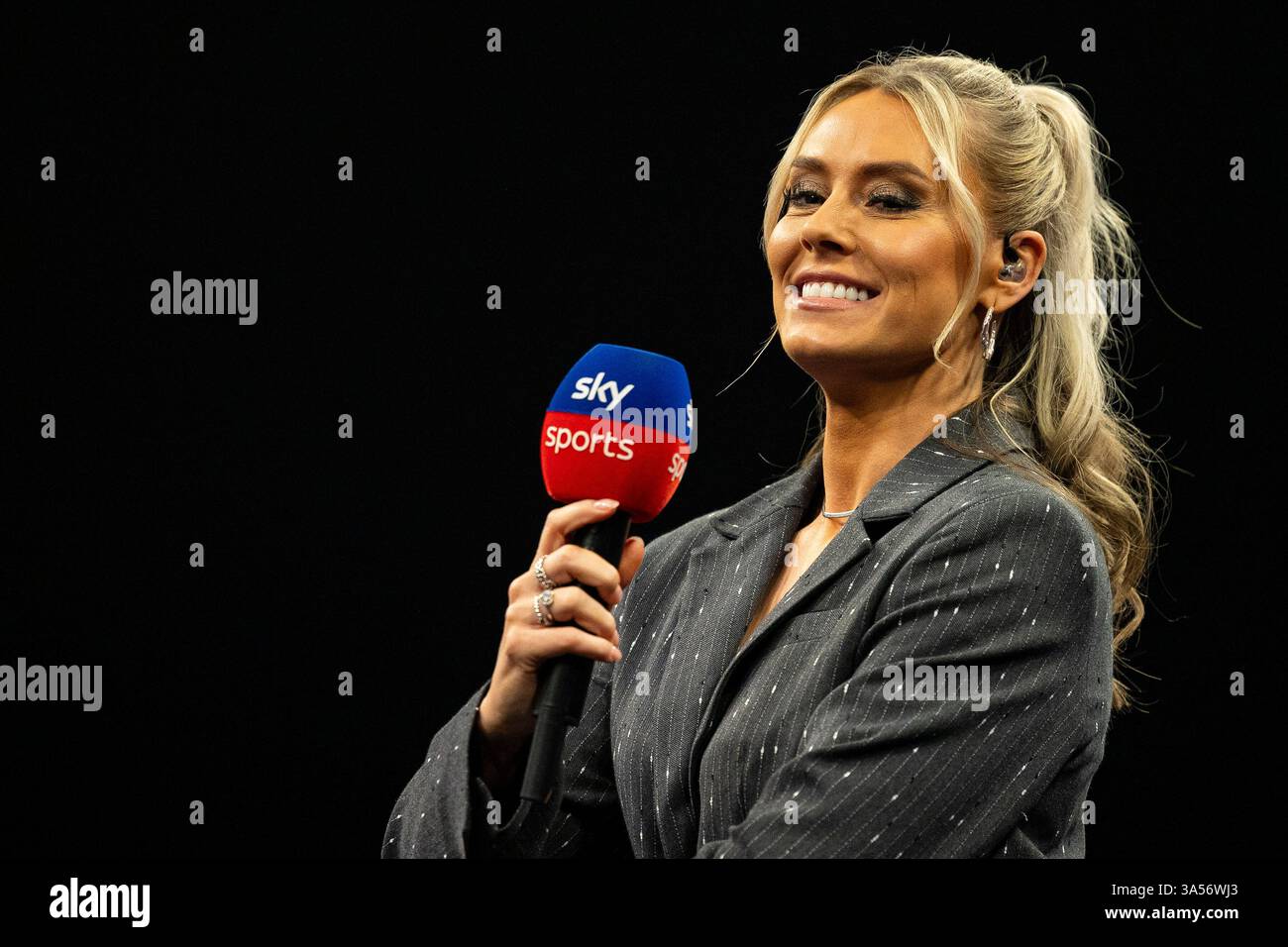 Cardiff, UK. 20th Mar, 2025. Emma Paton of Sky Sports. The 2025 BetMGM ...