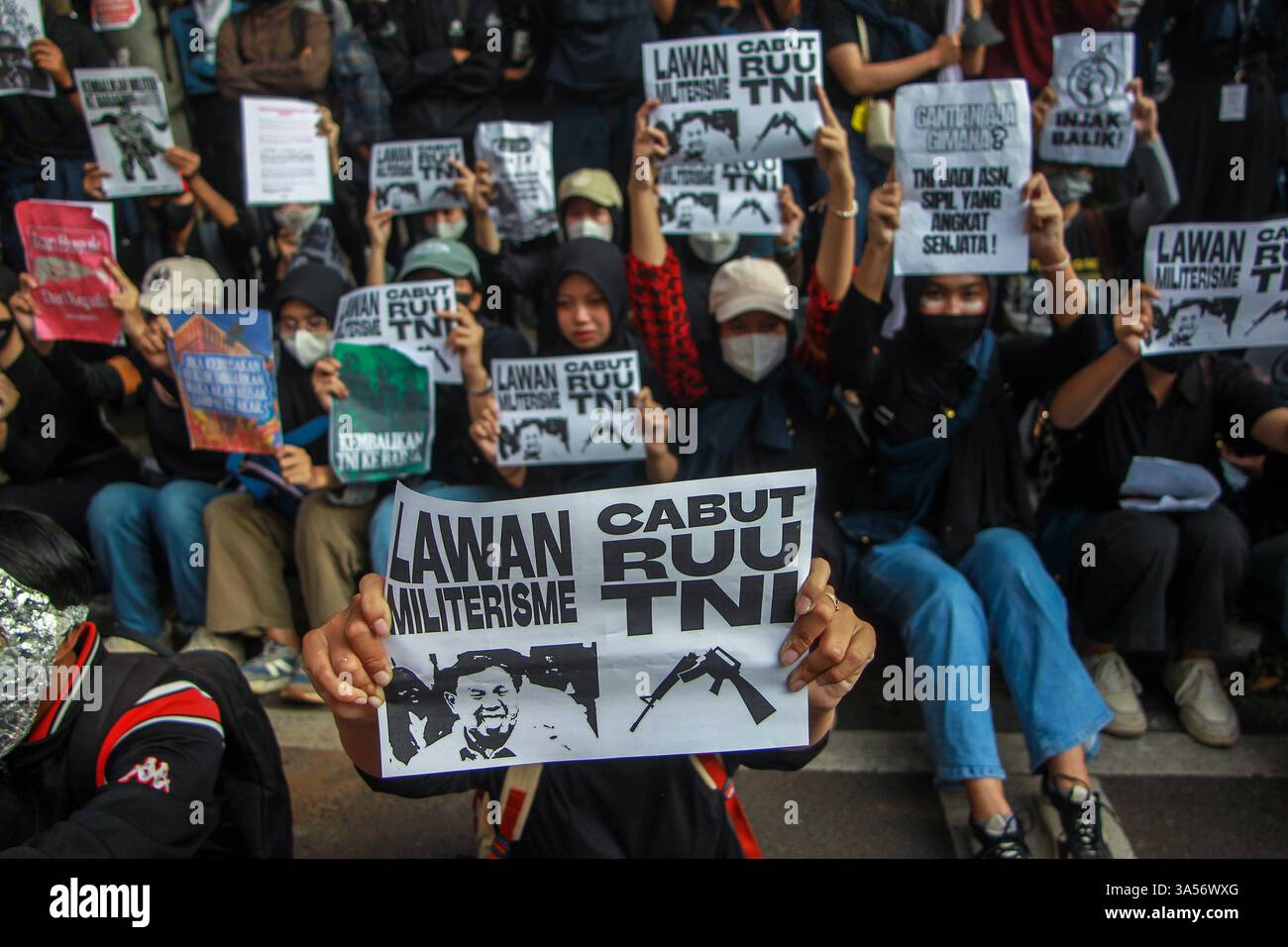REJECTION ACTION OF THE MILITARY LAW Protesters carry rejection posters ...