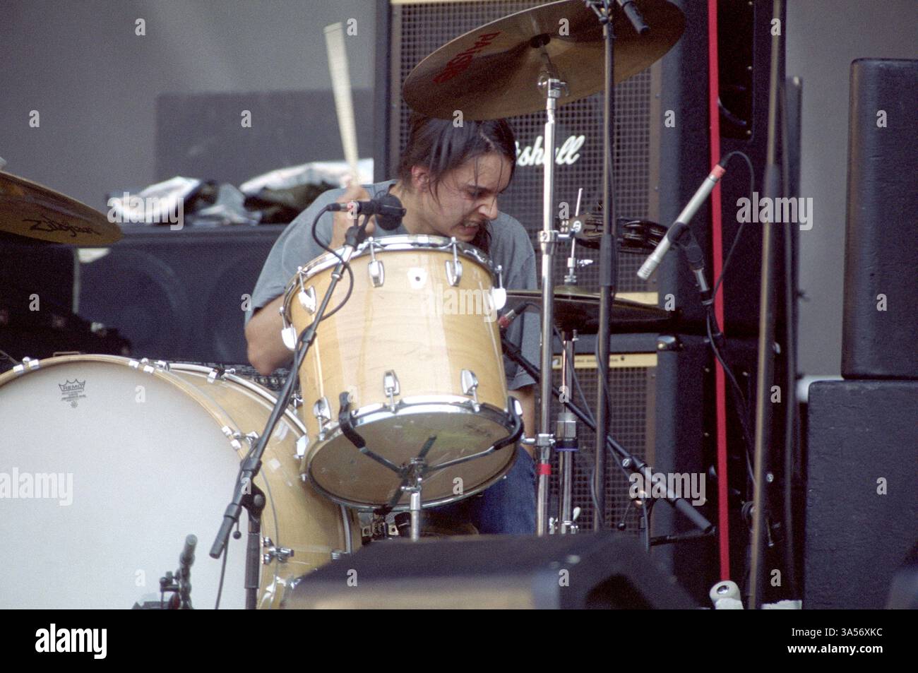 Torino Italy 21/07/2001 :Luca Ferrari, drummer of the Italian rock band ...